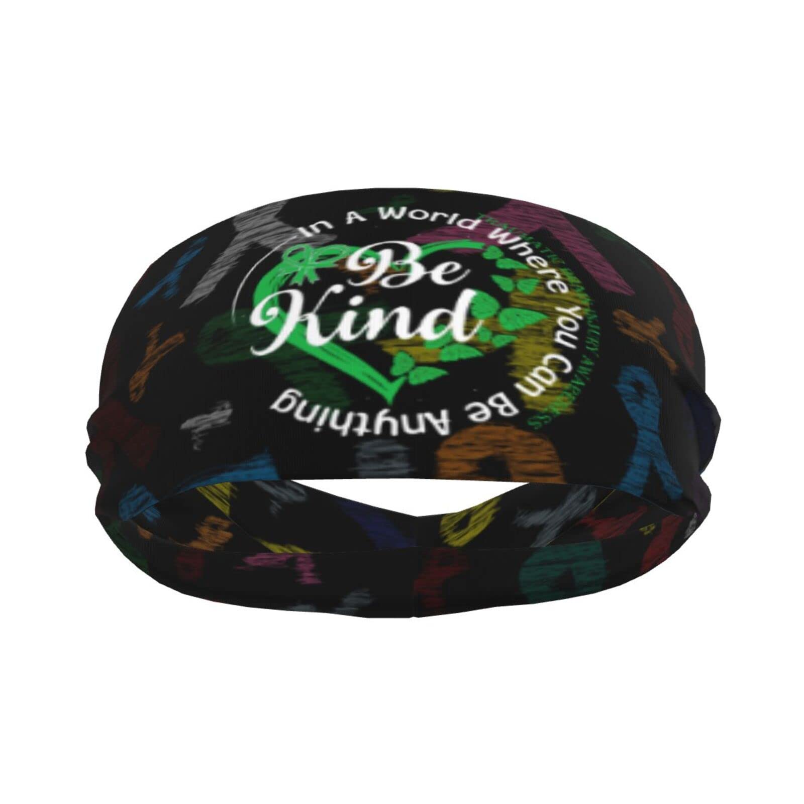ZSIXJNB Traumatic Brain Injury Awareness Headwrap In A World Where You Can Be Anything Be Kind Mens Headbands Cancer Warrior Gift