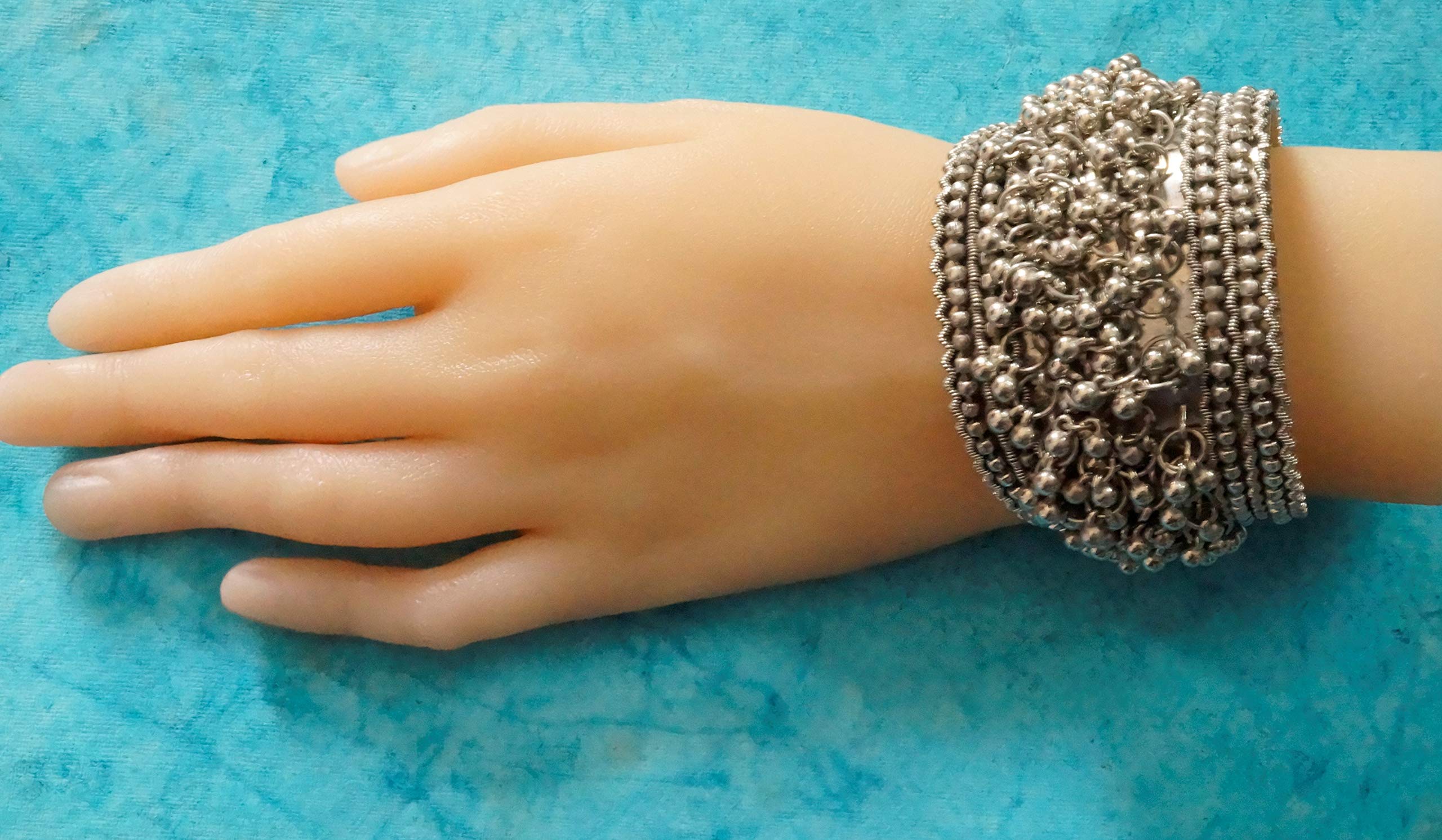 Sansar India Oxidized Ghungroo Charms Indian Bangle Jewelry Bracelet for Women