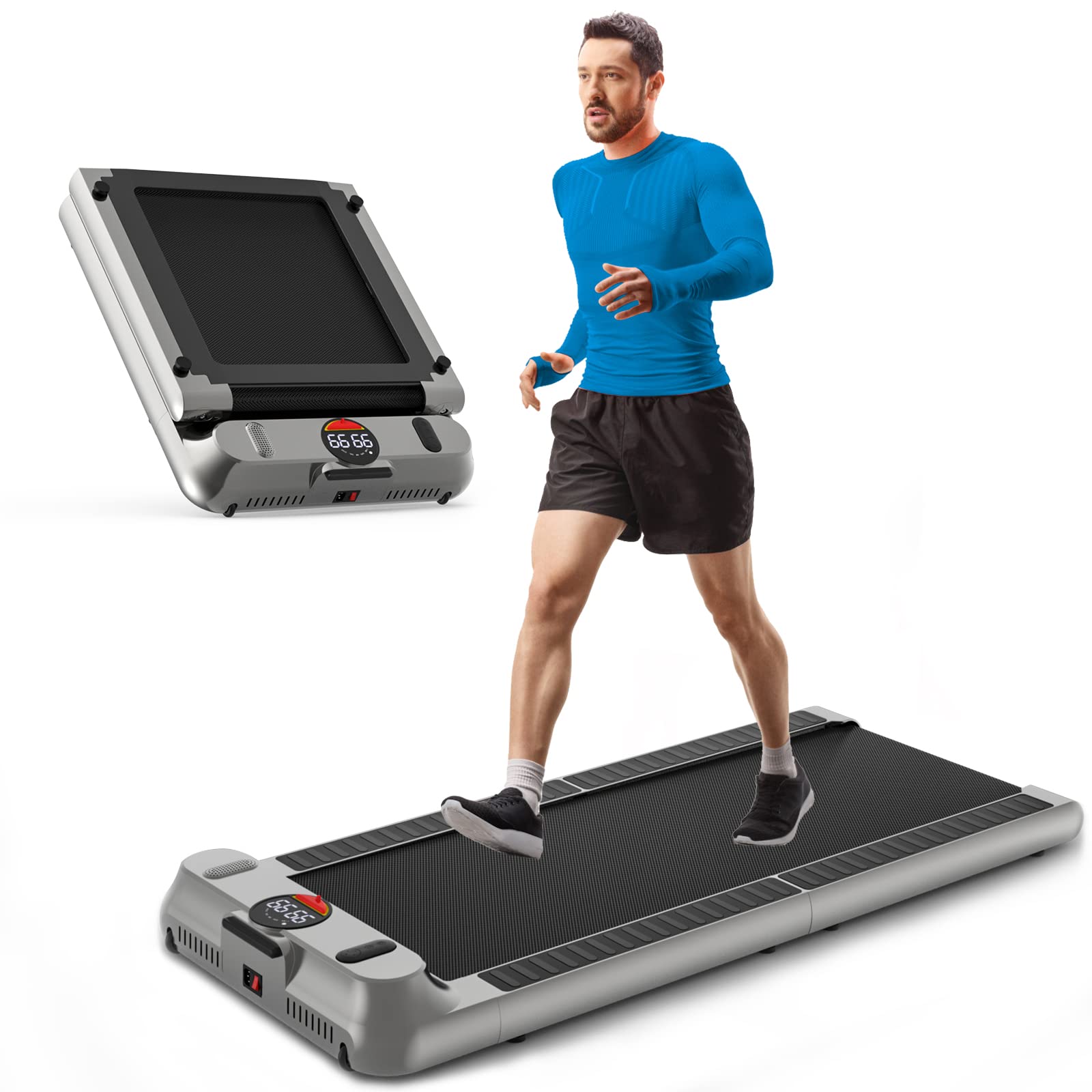 Walking Pad Treadmill Under Desk Treadmill, 1HP Powerful Running Machine with Remote Control for Home and Office Workout