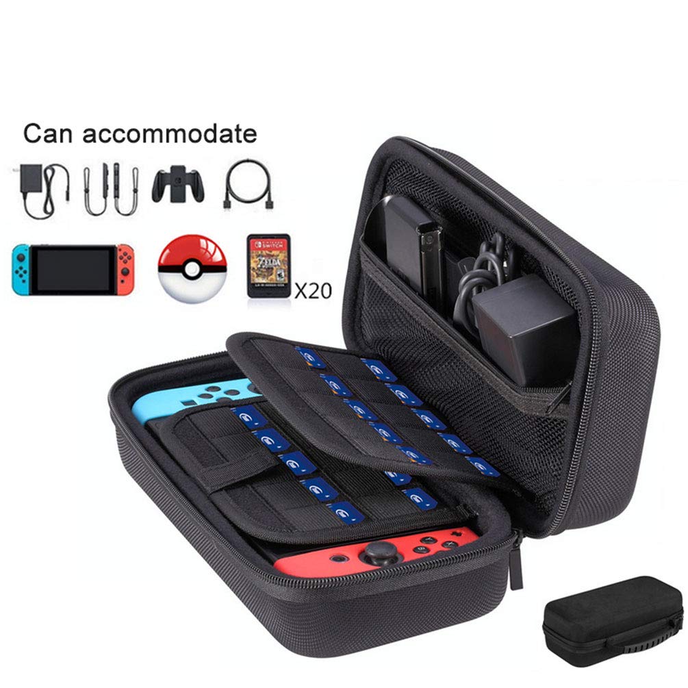 VANJUNN Portable Hard Shell Case for Nintendo Switch, Switch Bag Carrying Case with 20 Game Slots and Travel Storage Pouch