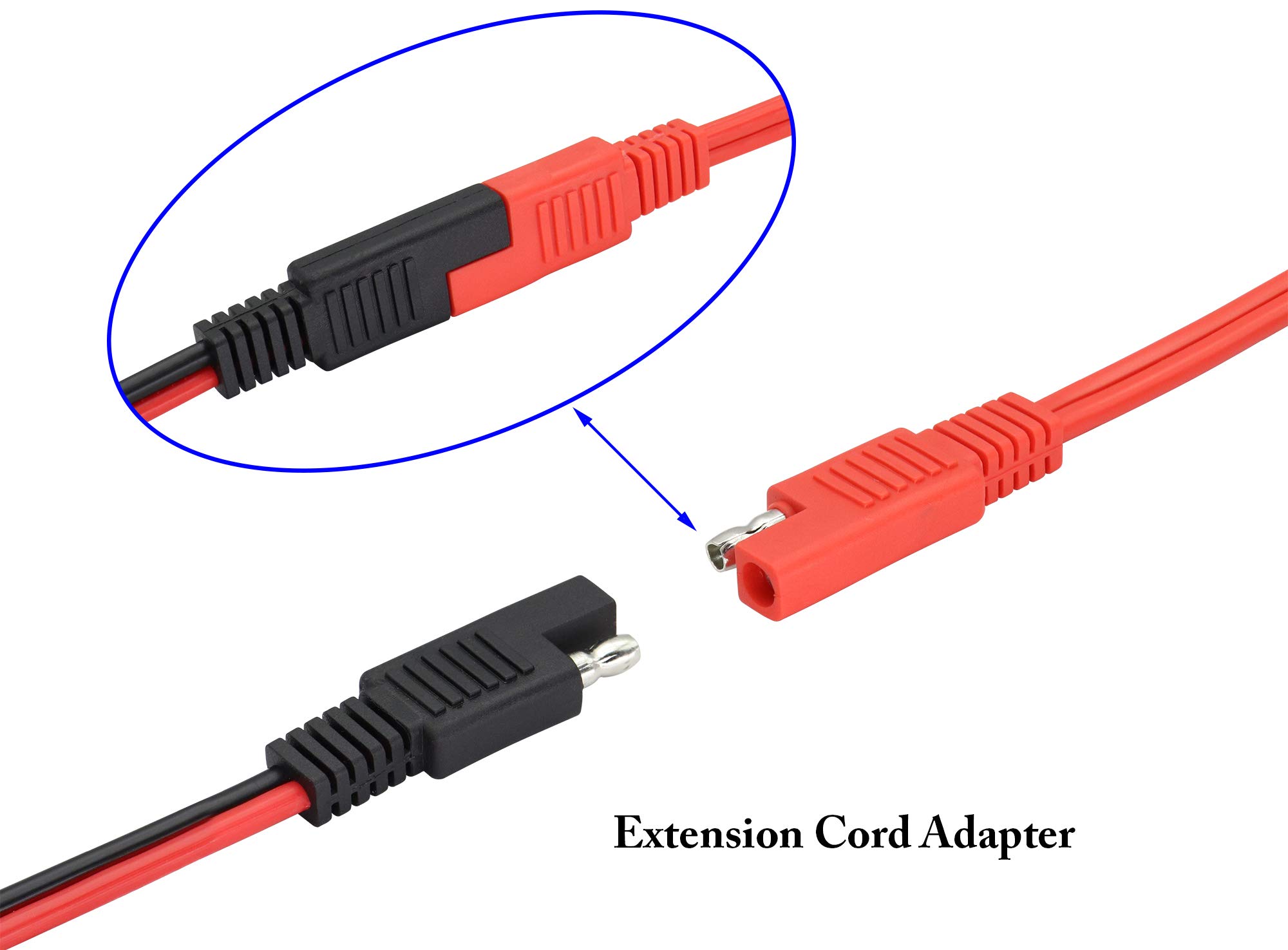 zdyCGTime SAE Extension Cord,Battery Extenstion Cable SAE to SAE Extension Cable Quick Disconnect Wire Harness SAE Power Cable with Waterproof Cap,for Automotive, Solar Panel Panel 18AWG 1m/3ft