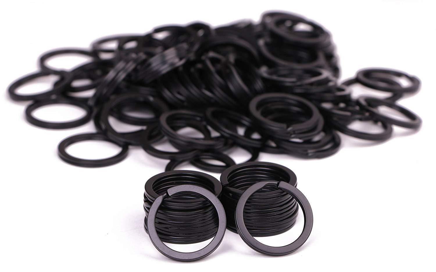 Shapenty 100PCS Black Metal Key Rings Bulk Flat Split Key Chain Part Connector Keyring Clip Keychain Clasp Holder for DIY Craft Project and Home Car Keys Organization (Black, 1 Inch/25mm)