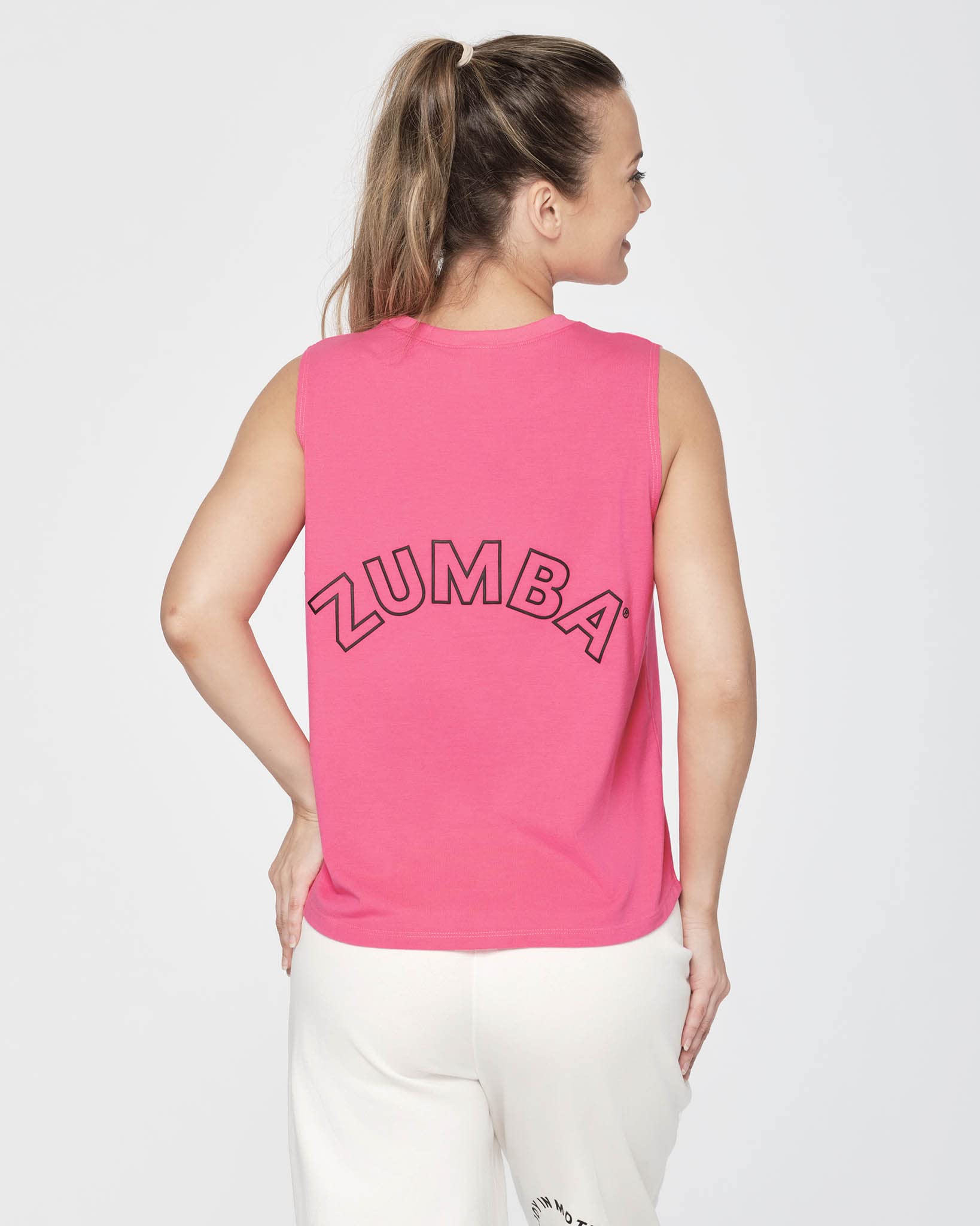 ZUMBA Women's Rhythm Queen Muscle Tank Top, Sleeveless Workout Top, Medium, Gumball