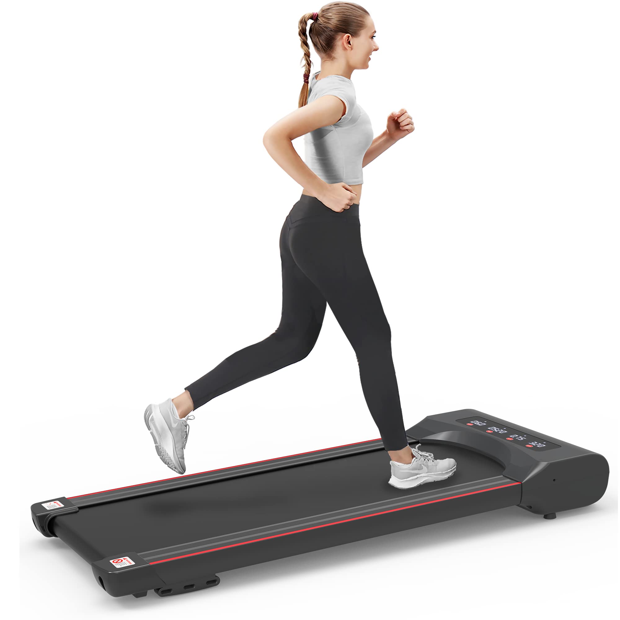 Walking Pad Treadmill Under Desk with Handlebar Foldable, 2 in 1 Under Desk Portable Walking Treadmill with Remote Control and LED Display, 2.5HP Walking Jogging Machine Walking for Home QWE234
