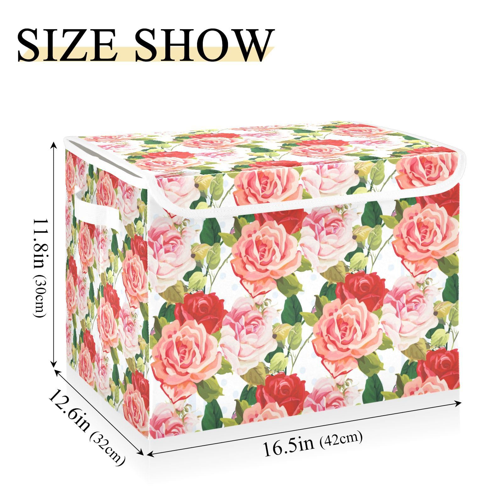 xigua Rose Storage Bin with Lids Larger Collapsible Decorative Cube Storage Bins with Handles Divider for Bedroom Closet Living Room