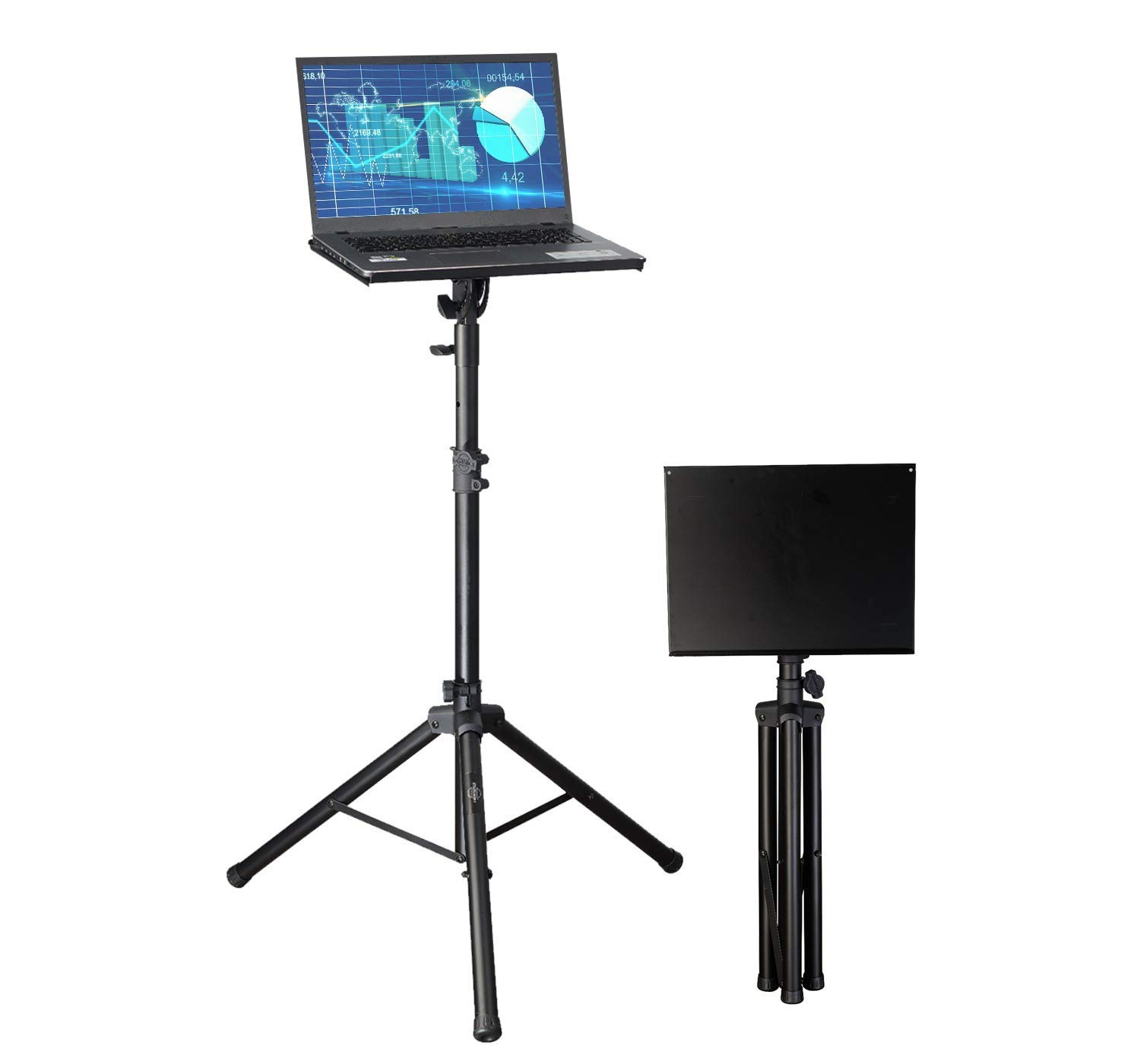 STARUMENT Projector Stand Tripod, Laptop Tripod Stand Adjustable Height 32.3” – 52” | Lightweight & Portable 15.3” x 12.2” Tilted Portable Laptop Stand | Raised Edges for Protection