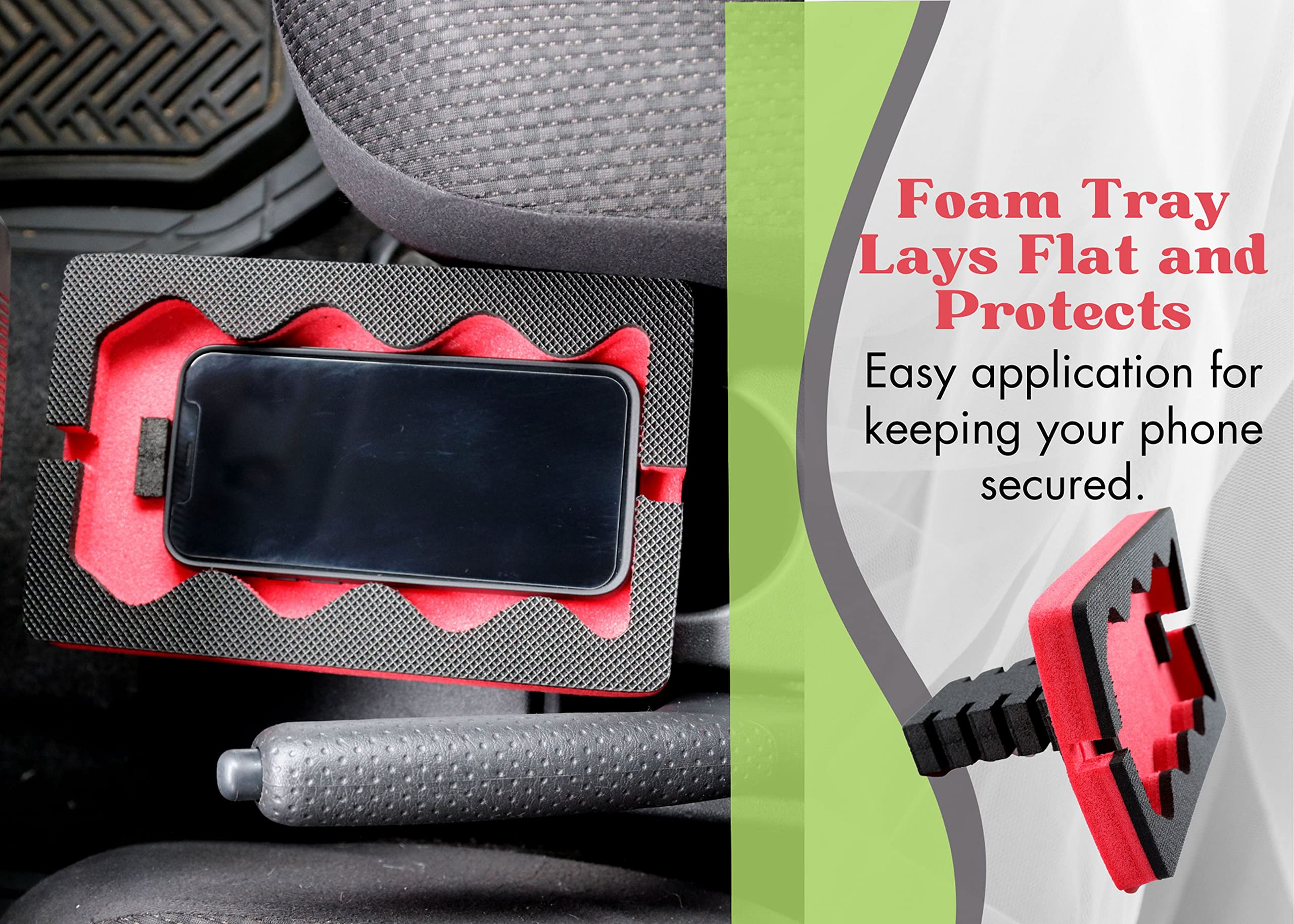 Polar Whale Car Phone Holder and Storage Tray Cup Insert Modern Style Universal Expander Extender Holds Small Items Organizer Red and Black High Density Foam