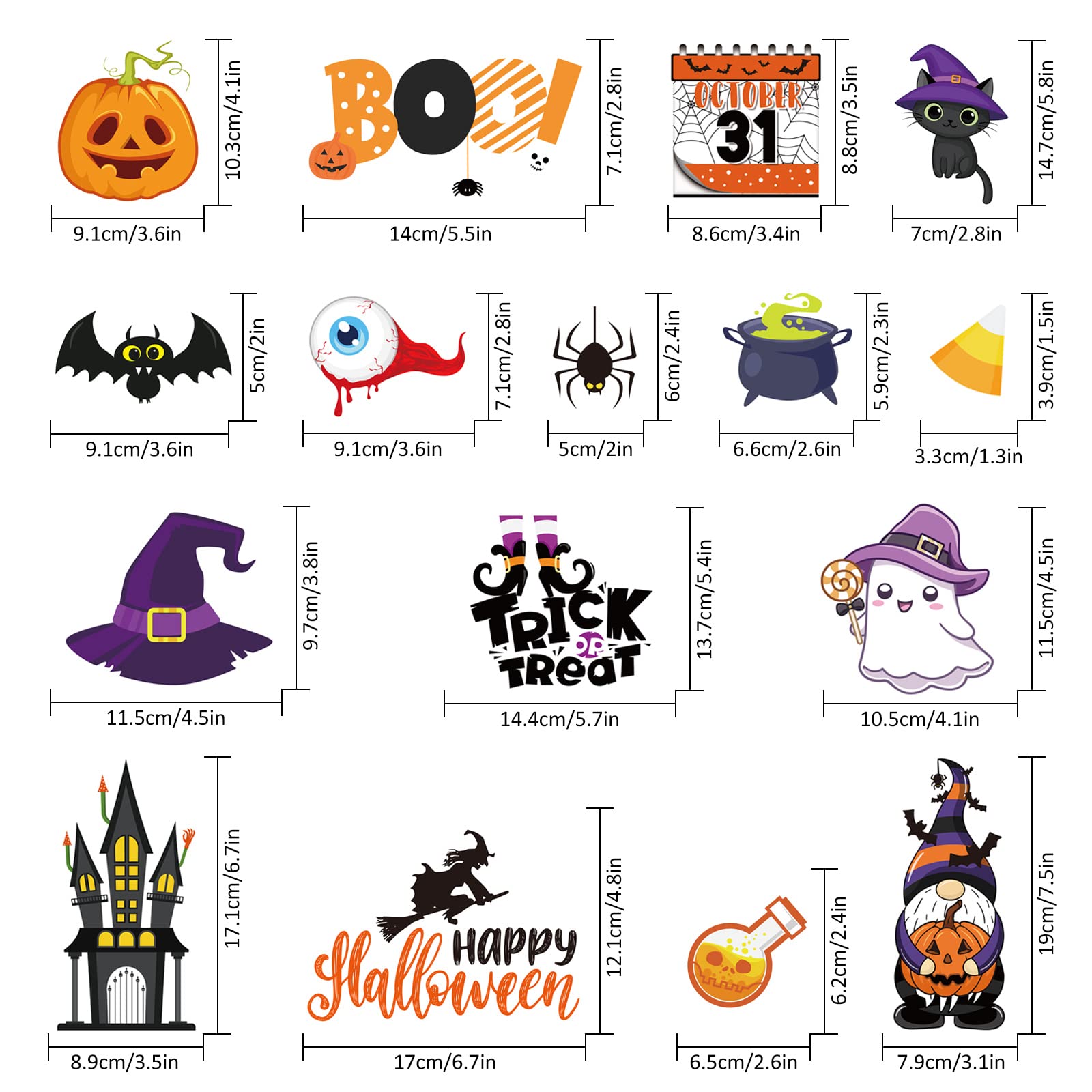 Whaline 16Pcs Halloween Refrigerator Magnets Cute Trick or Treat Decorative Fridge Magnetic Stickers Happy Halloween Garage Magnet for Fridge Car Metal Door Mailbox Locker Office Cabinets Decor