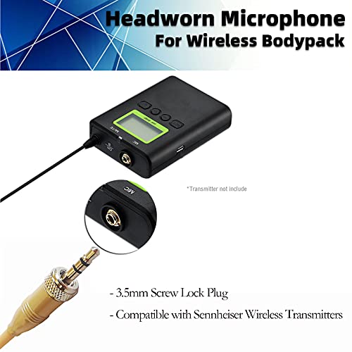 Sujeetec Headset Microphone Discreet Headworn Ear Hook Earset Over The Ear Mic for Sennheiser Wireless Transmitter, Ideal for Lectures, Live Performance, Theater, Podcasts β Beige