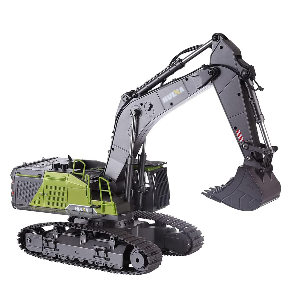 ZRYYWAN 4-in-1 RC Excavator, 2.4G Remote Control Digger, 22-Channel Alloy Grab Truck, Digger Construction Truck Full Function Engineering Vehicle Toy for Kids and Adults