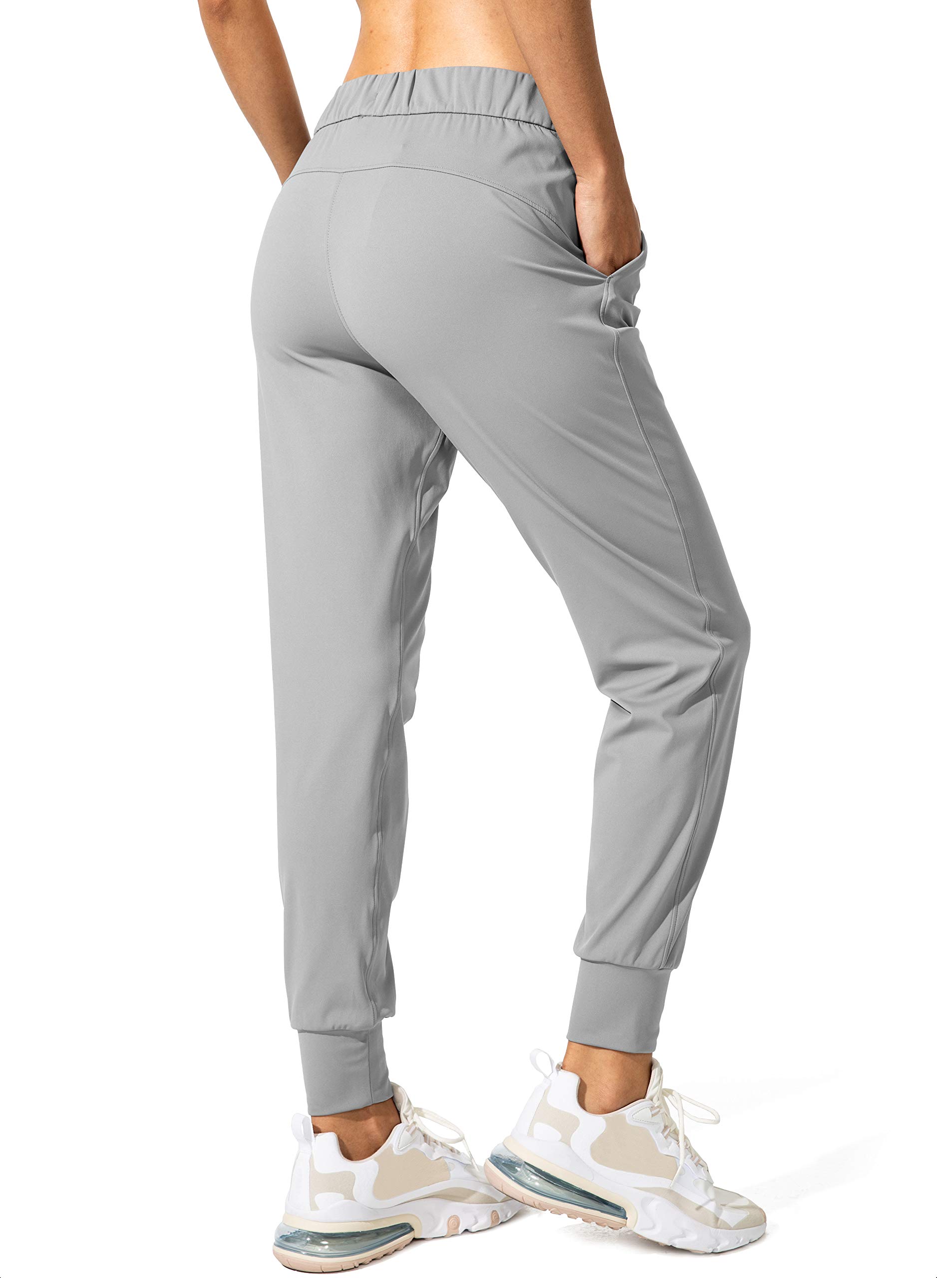SANTINY Women's Joggers Pants Pockets Drawstring Running Sweatpants for Women Lounge Workout Jogging(Light Grey_L)
