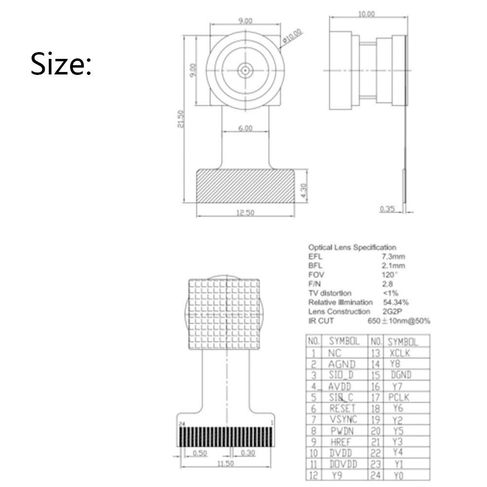 Treedix OV2640 Camera Module 140 Degree Wide Angle CMOS 2MP Camera Mini Camera Module