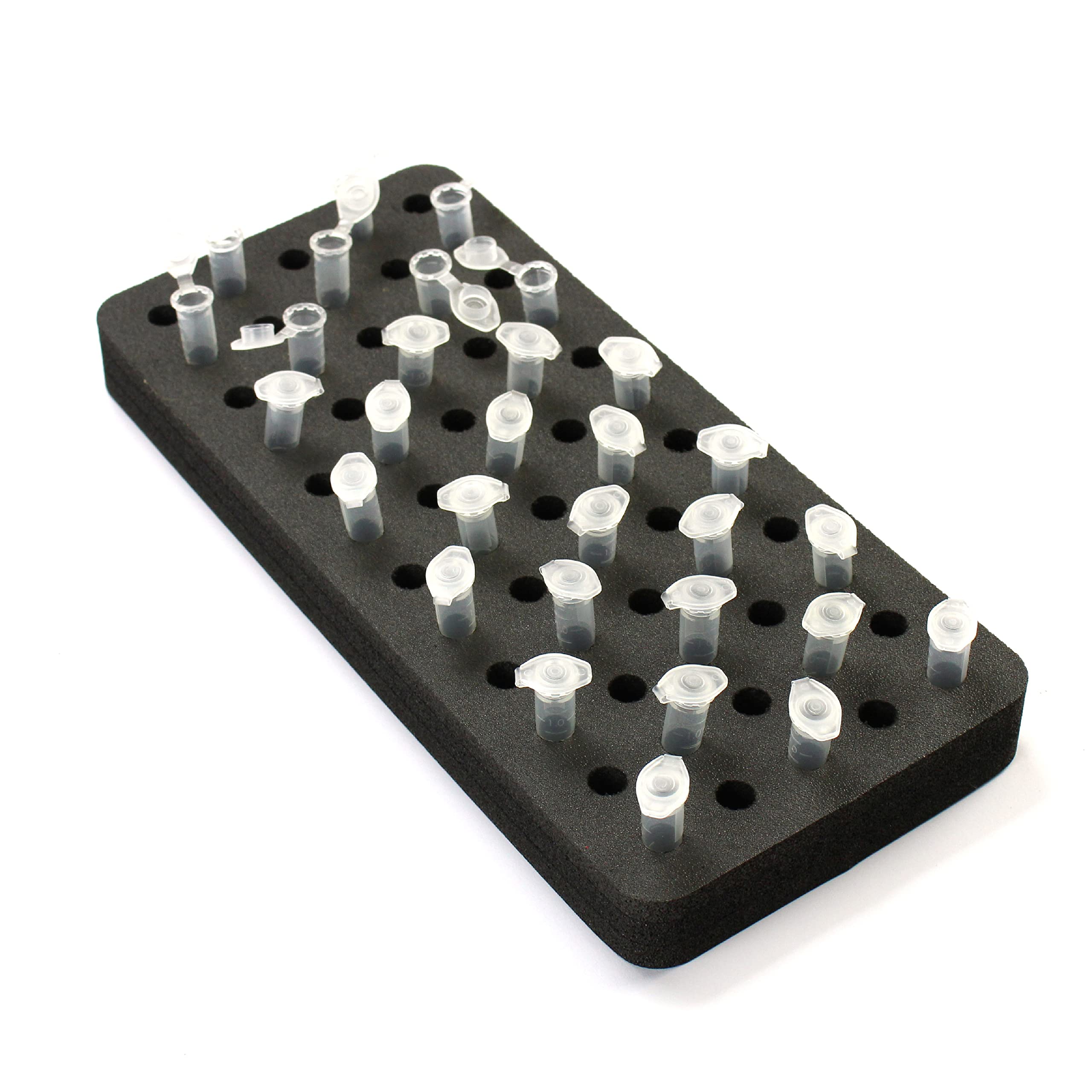 Polar Whale Test Tube Rack Durable Black Foam Storage Holder Organizer Stand Transport Holds 60 Tubes Fits up to 11mm Diameter