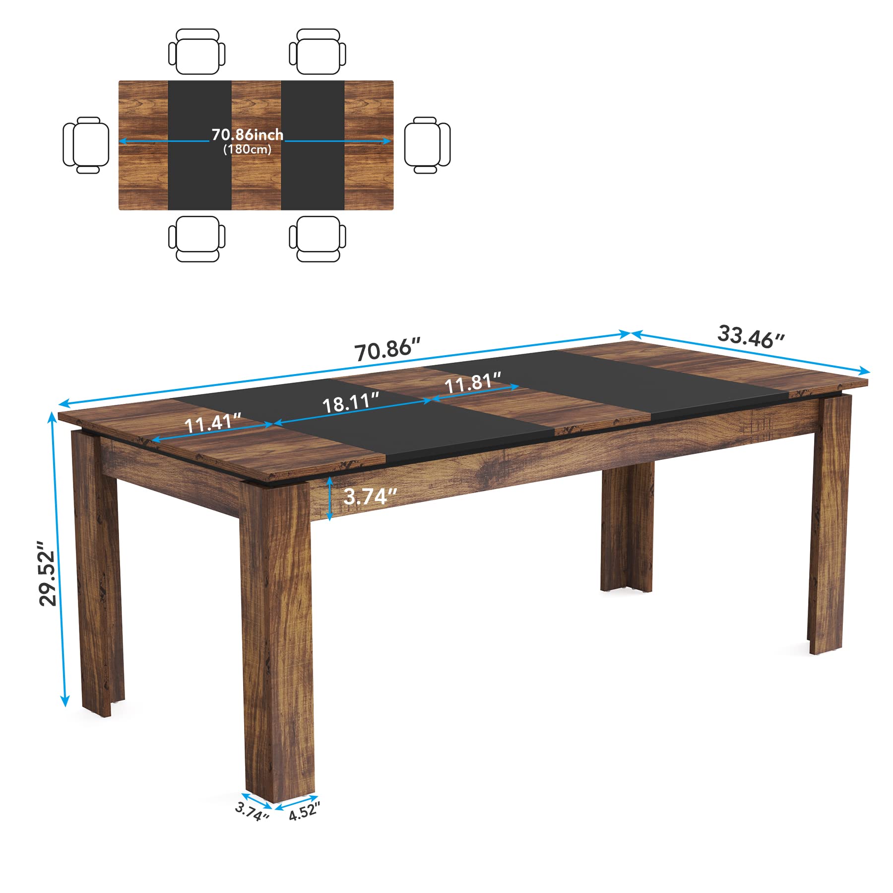 Tribesigns Rustic 6FT Conference Room Table for 4-6 Person, Rectangular Meeting Table, 71L * 33 W inches Executive Desk,Large Crafting Table for Office, Boardroom .Basement