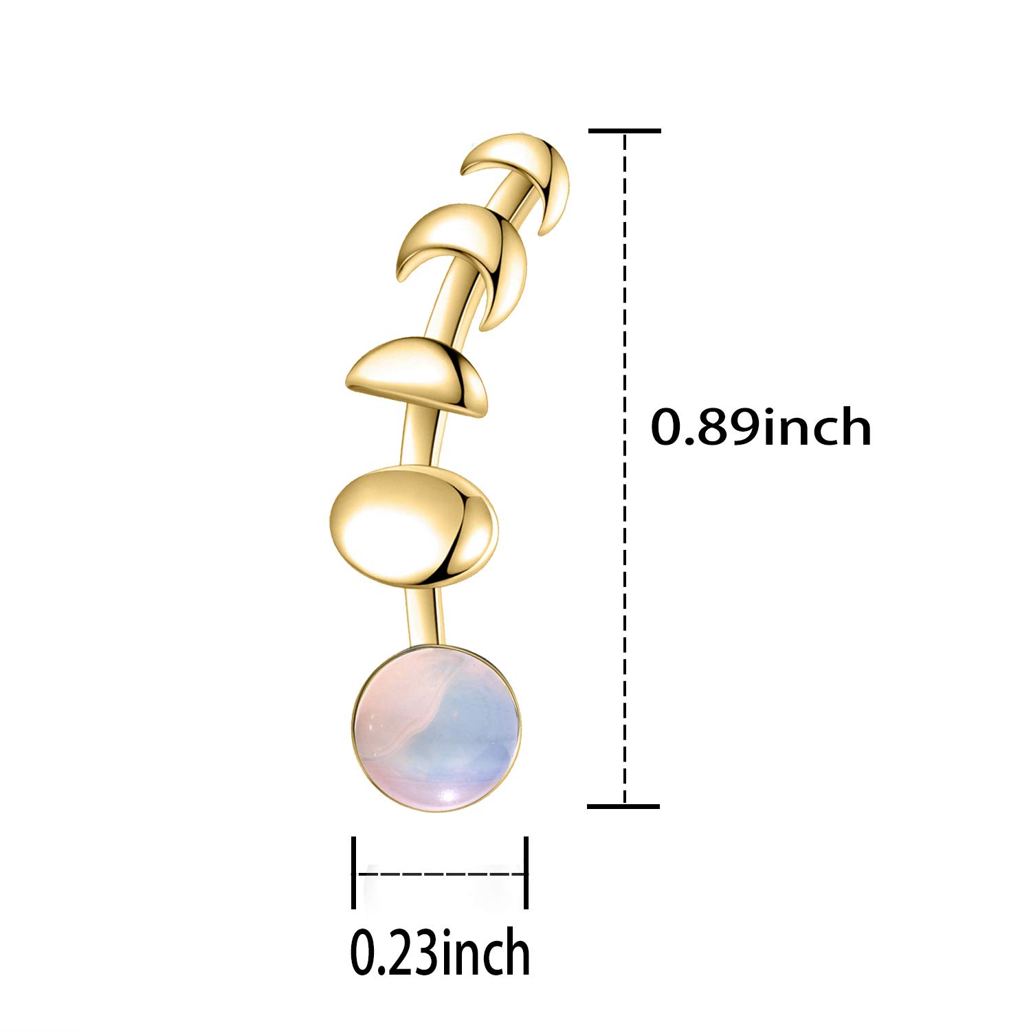 Statemet Earrings Moon Phase Ear Climbers Moonstone Simulated Opal Moon Earrings Rose Gold Plated Earrings for Women