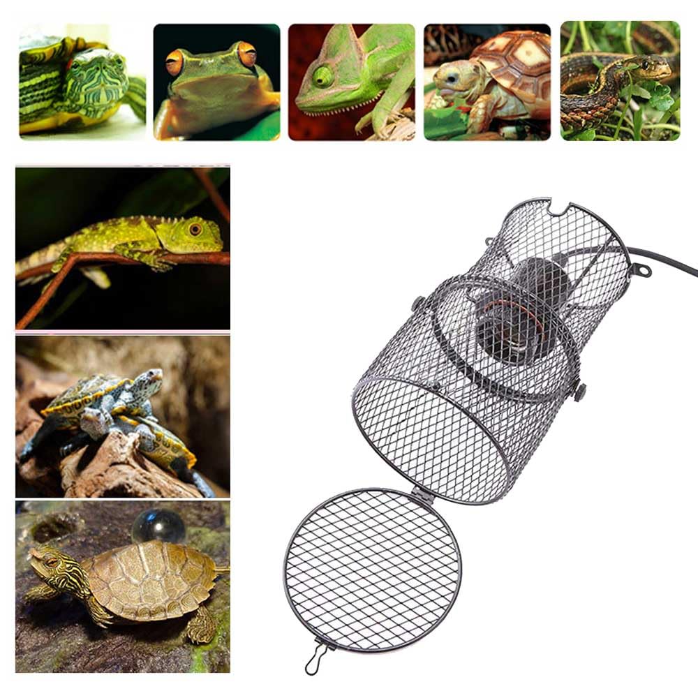 Reptile Heat Lamp Holder with Anti-hot Bracket, Pet Heat Lamp Lampshade Holder Heating Light Bulbs Holder Heating Lamp Shade with Switch for Pet Amphibian Snake Lizard Turtle Birds Chick,US Plug