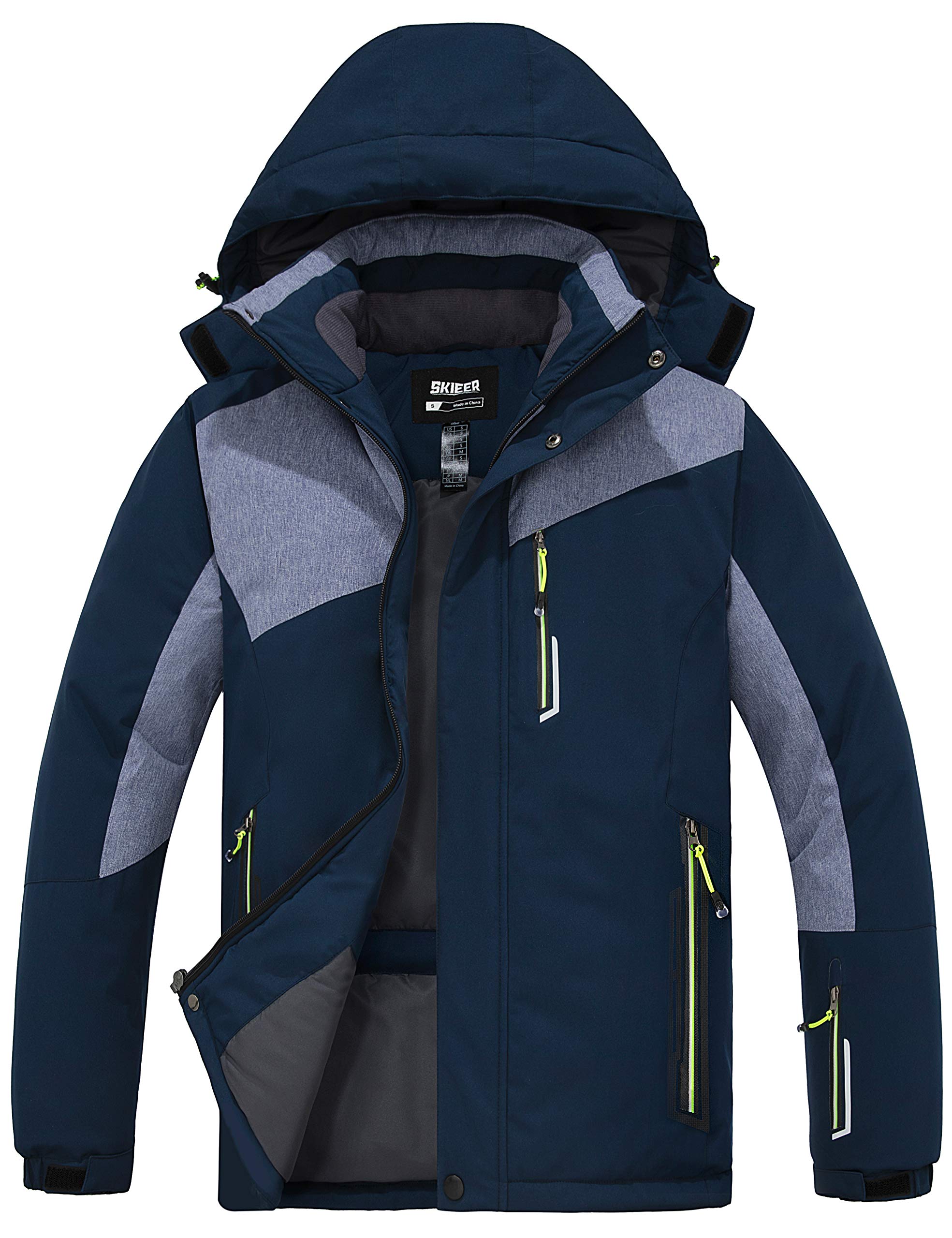 Skieer Men's Ski Rain Jacket Waterproof Snow Sportswear Winter Coat Blue L
