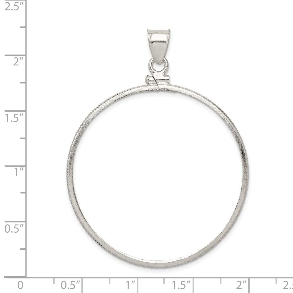 Saris and Things 925 Sterling Silver 40.6 x 3.1mm Plain Coin Bezel Shaped Pendant