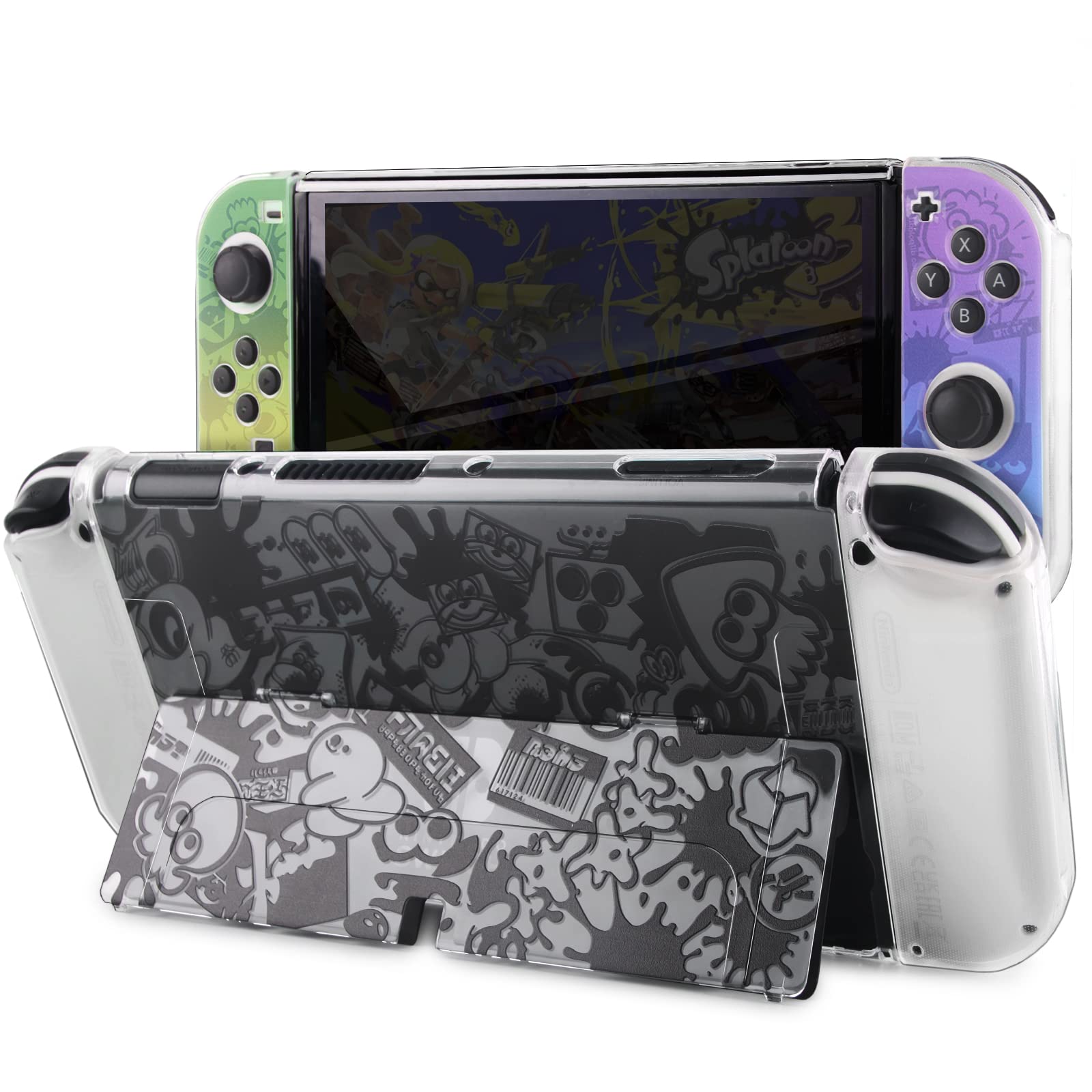 TIKOdirect Dockable Case Compatible with Switch OLED 2021, Soft Protective Cover Accessories with Thumb Grip caps for Switch OLED and Joy-Con Controller, Purple Cute Leaf Thumb Grips Caps, Zelda