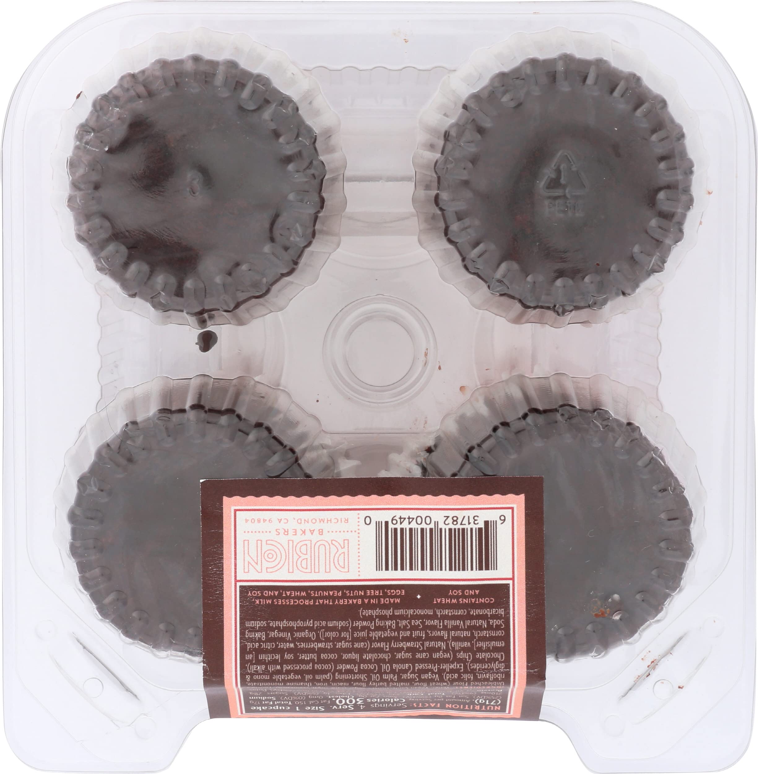 Rubicon Bakery, Cupcake Neapolitan Vegan 4 Count, 10 Ounce