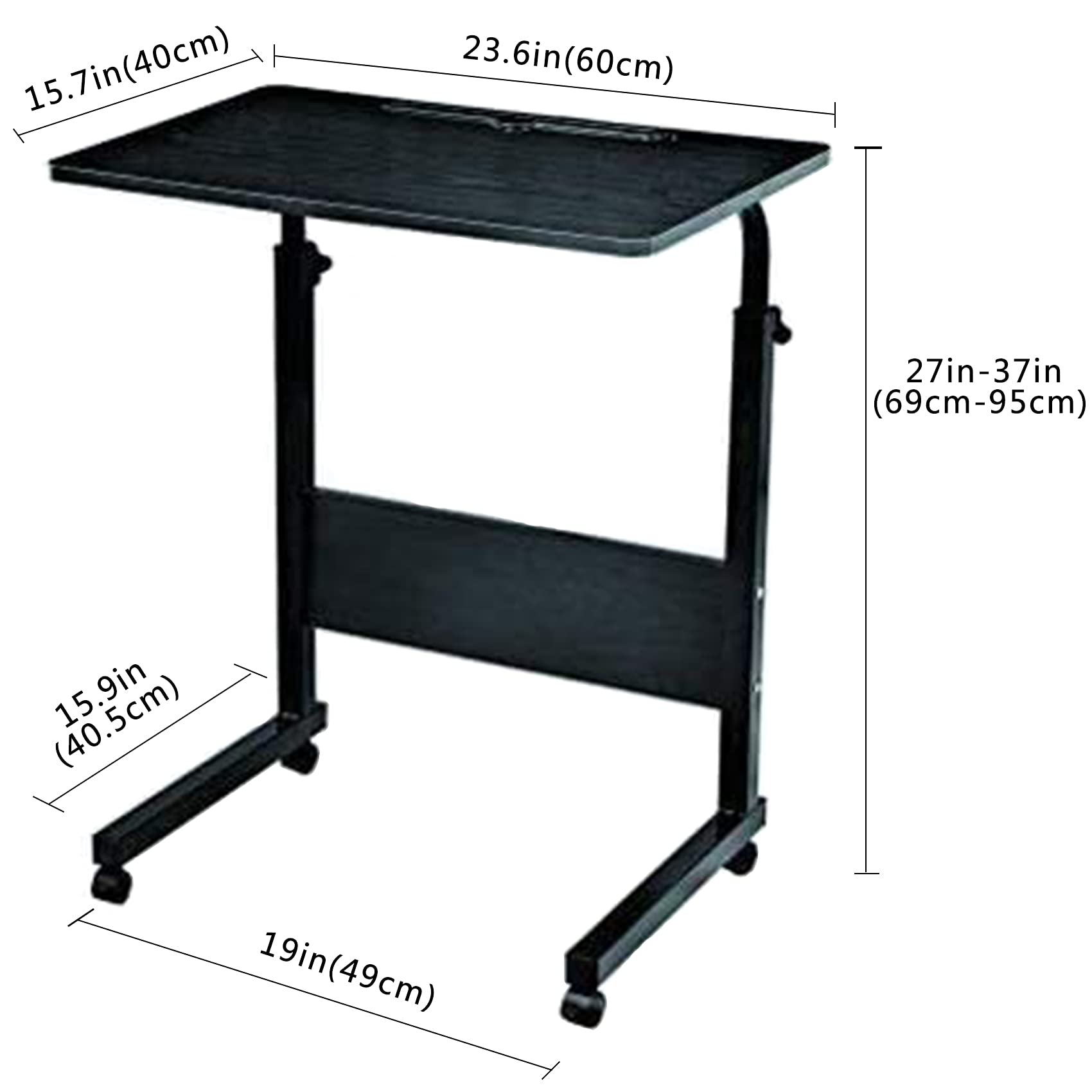 SANGFOR Standing Desk Adjustable Laptop Desk with Tablet iPad Slot Portable Desk for Laptop with Wheels Mobile Workstation Stand up Desks for Home Office (Black)