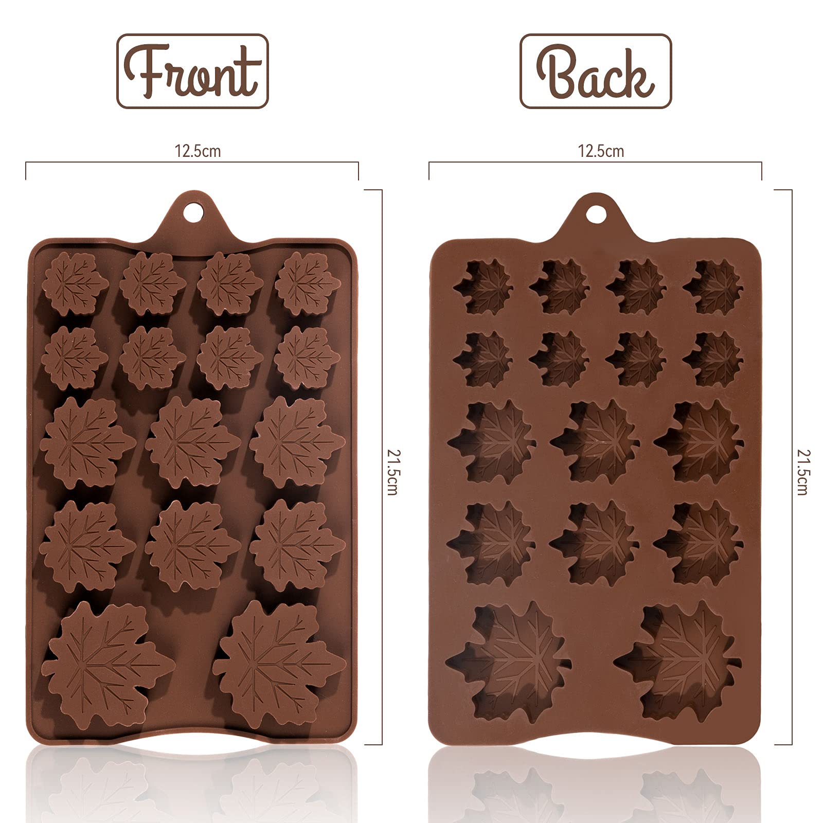 Whaline 4 Pack Silicone Maple Leaves Mold 3 Size Autumn Fall Fondant Resin Mould Brown Leaf Shape Coffee Candy Baking Molds for DIY Craft Fall Harvest Thanksgiving Halloween Cupcake Cake Topper Decor