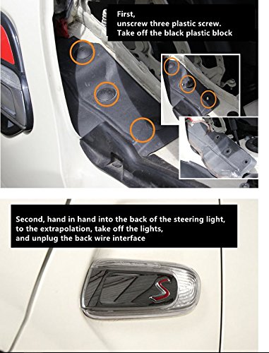 Side Scuttle Lamp Light Pattern Fender Panel Frame Cover Trim ABS for Mini Cooper F55 Hardtop F56 Hatchback (JCW)