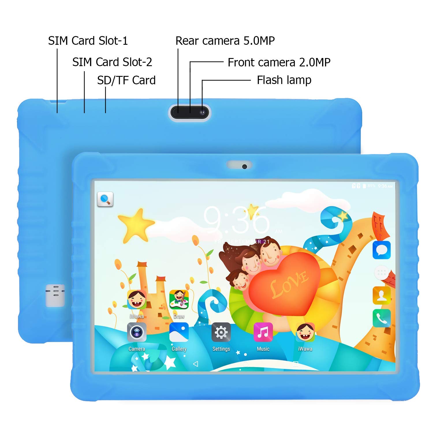 SANNUO Kids Tablet 10.1 inch, GMS-Certified Android 9.0,Kids -Mode,2GB RAM,2.0+5.0MP Dual Camera,IPS1280x800 Screen,3G,GPS,Google Play with Learning App for Children