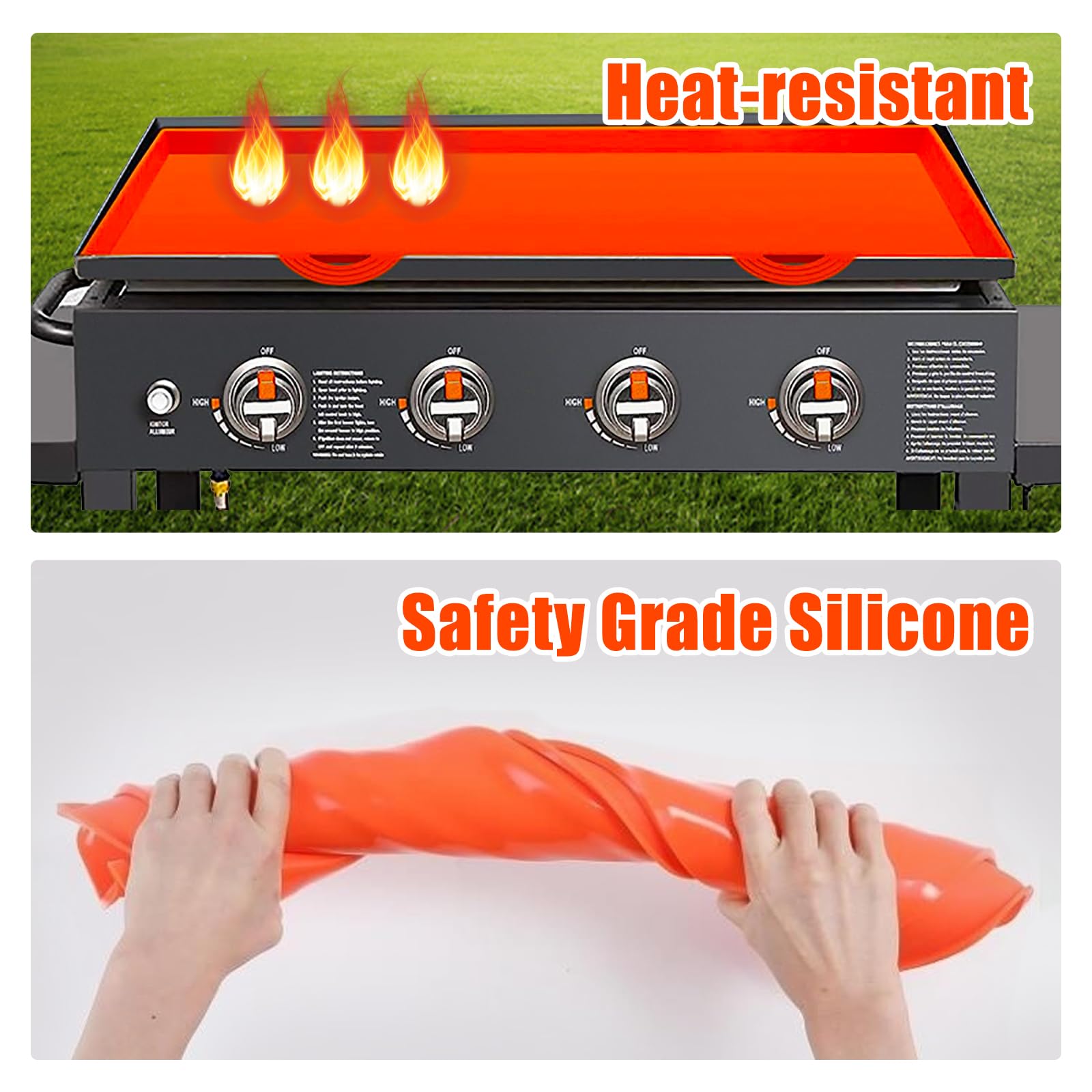 Premium Silicone Grill Mat for Blackstone 36-inch Griddle - Heavy-Duty, Food-Grade, Protects from Animals, Insects, Debris, and Rust (Orange)