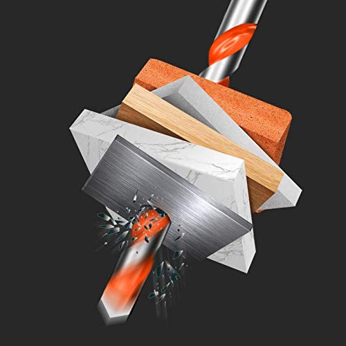 TOEGA 7Pcs Ultimate Drill bits,Concrete Drill bit, Masonry bit bit with Tungsten Carbide Drill bit, Drilling and Punching Work kit for Ceramic Tile, Concrete, Brick, Glass, Plastic and Wood (Orange)