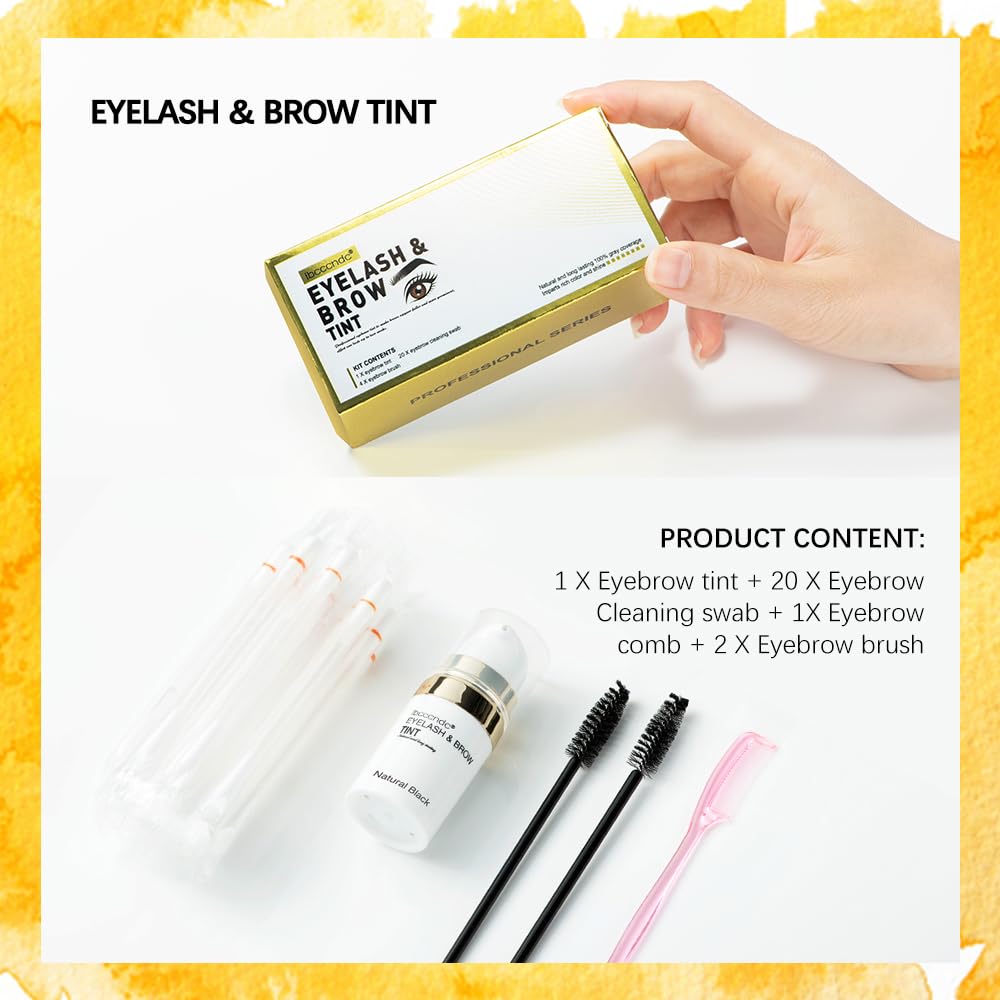 Professional 2-in-1 Eyebrow Tinting Kit - Dark Brown Long-Lasting Instant Brow Coloring Easy to Use Includes Eyelash & Eyebrow Kit (Chestnut Brown)