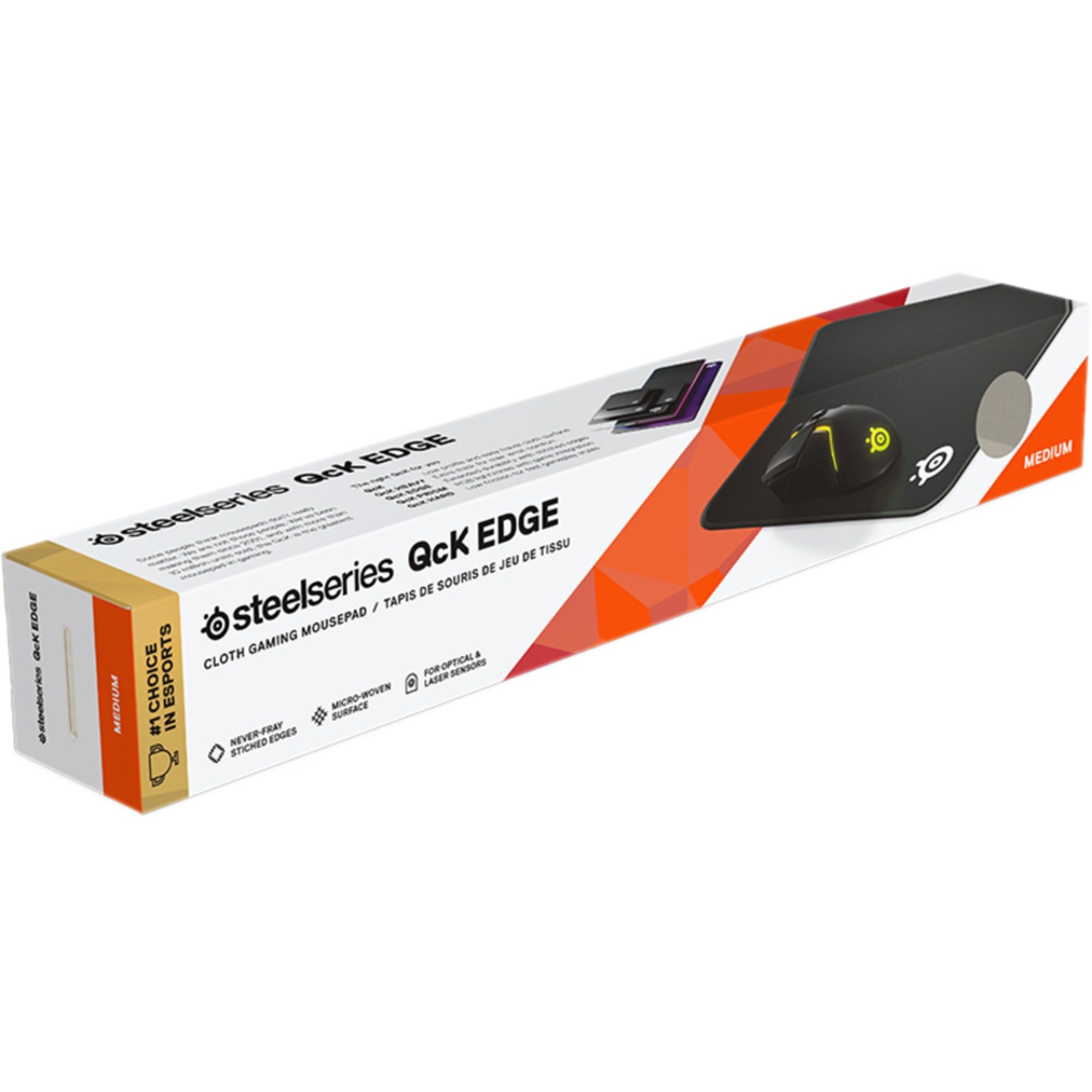 SteelSeries QcK Edge - Cloth Gaming Mouse Pad - stitched edge to prevent wear and tear - optimized for gaming sensors - size L