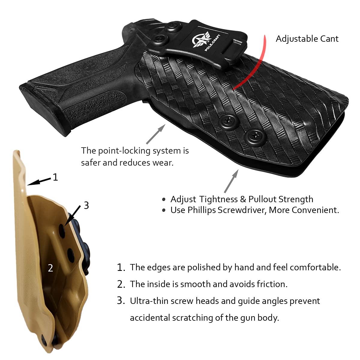 Ruger Security 9 Holster, Carbon Fiber Kydex Holster IWB for Ruger Security-9 Pistol Case Inside Waistband - Kydex IWB Holster Ruger Security 9 Gun Accessories (Black, Right)