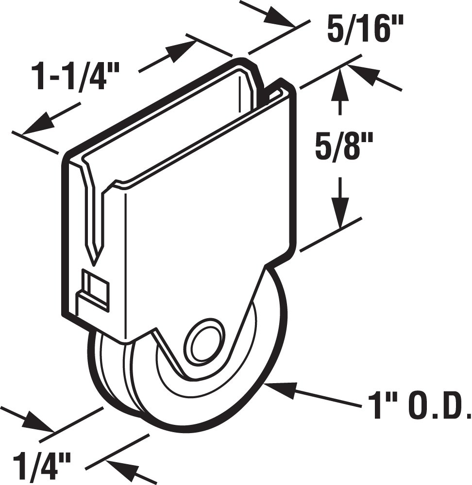 Prime-Line B 652 1 In. Nylon Wheel in Aluminum Housing Sliding Screen Door Roller (2 Pack)