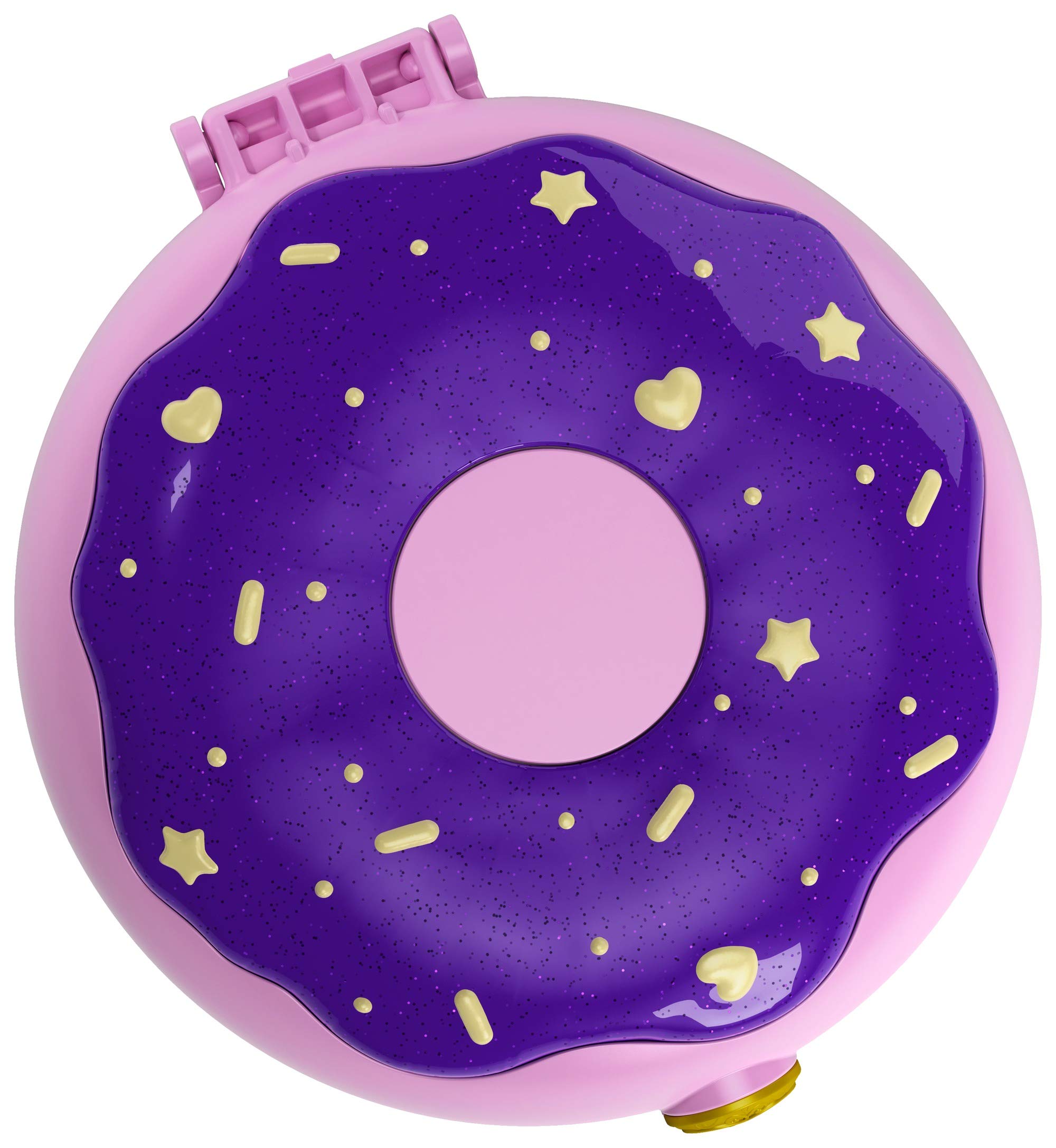 Polly Pocket Playset, Travel Toy with 2 Micro Dolls & Surprise Accessories, Pocket World Donut Pajama Party Compact, Food Toy