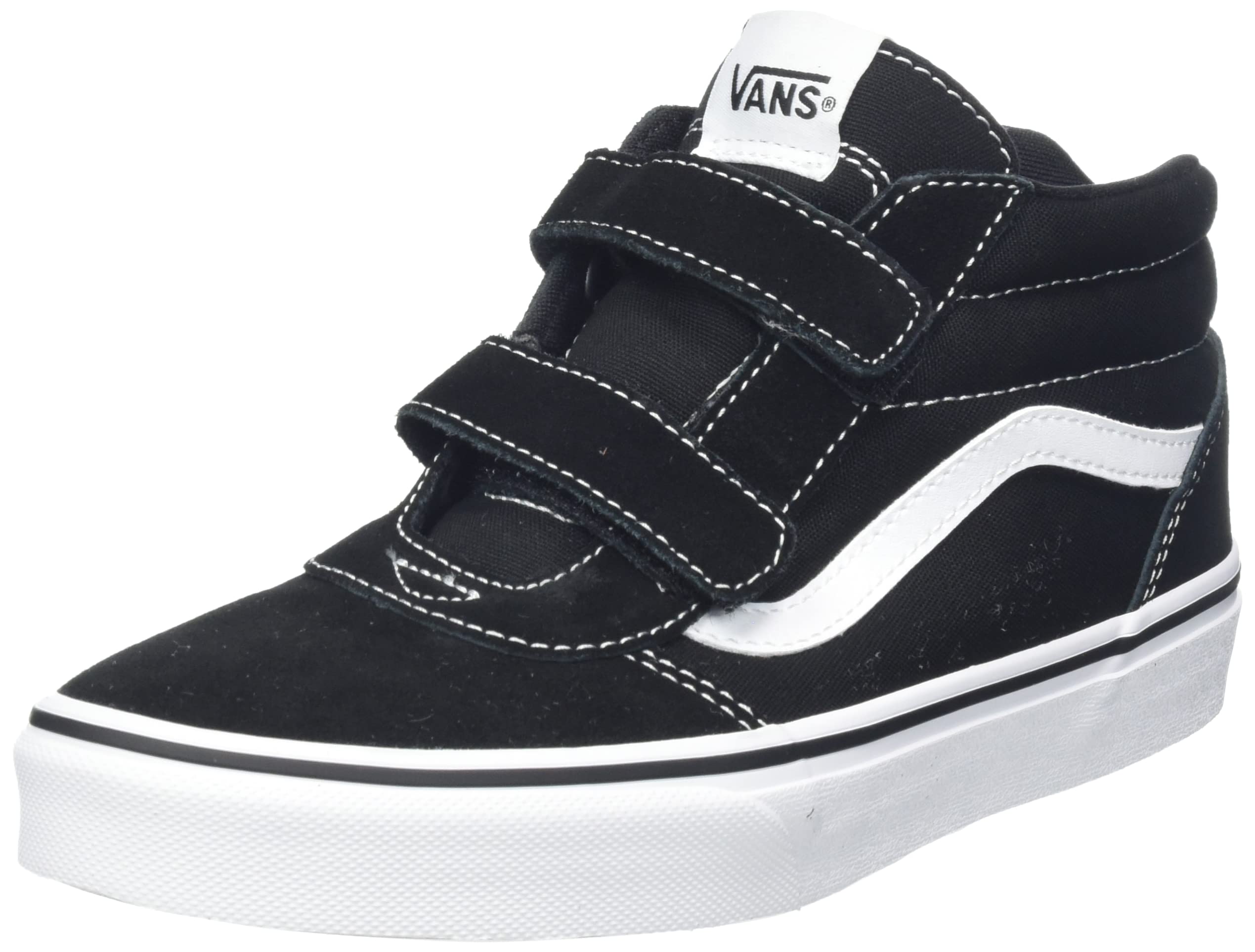 Vans Mid-Top Trainers Sneaker, Suede Canvas Black White, 4 US Unisex Big Kid