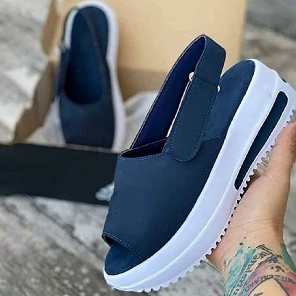 Women's Basic Open Toe Mid Wedge Sandals, Fashion Sneakers for Women Espadrilles Summer Sports Shoes