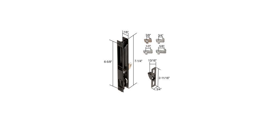 Prime-Line C 1033 Diecast Keyed Patio Sliding Door Handle Set for 1 In. to 1-1/8 In. Thick Sliding Glass Doors, Black (Single Pack)