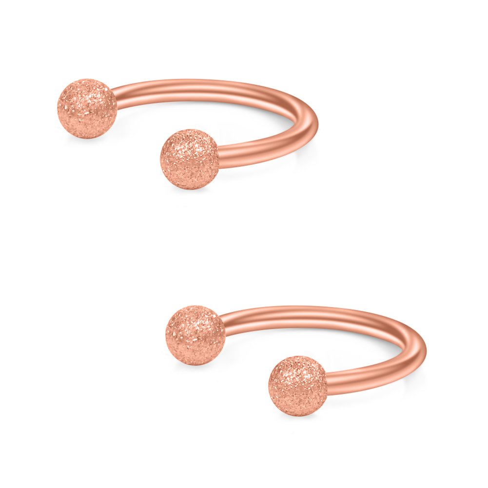Ruifan 8PCS Shiny Ball & Matte Ball & Crystal Ball & CZ Nose Septum Horseshoe Earring Eyebrow Lip Helix Tragus Cartilage Piercing Ring 16G 8mm - Rose Gold