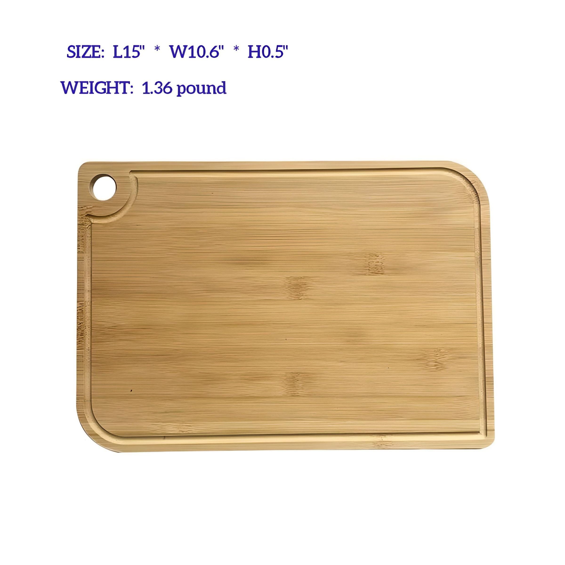 Reversible Bamboo Cutting Board with Deep Juice Groove,bamboo Cutting Boards for Kitchen,breakfast board.Cutting Boards for meat.15''x10.6'' large cutting board.outdoor board