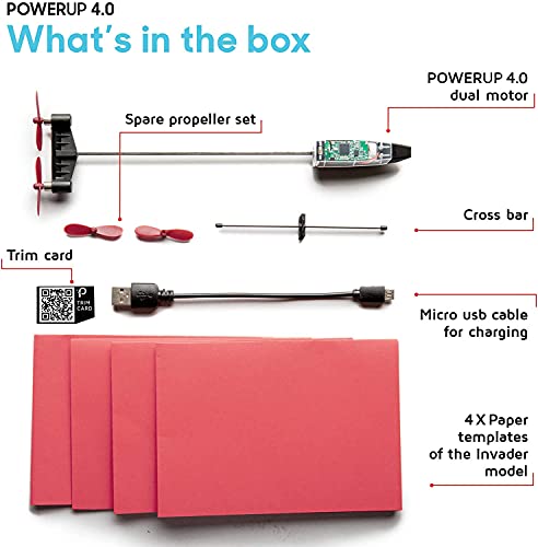 POWERUP 4.0 The Next-Generation Smartphone RC Controlled Paper Airplane Kit. Easy to Fly with Autopilot & Gyro Stabilizer. For Hobbyists, Pilots, Tinkerers. STEM Ready with DIY Modular Kit