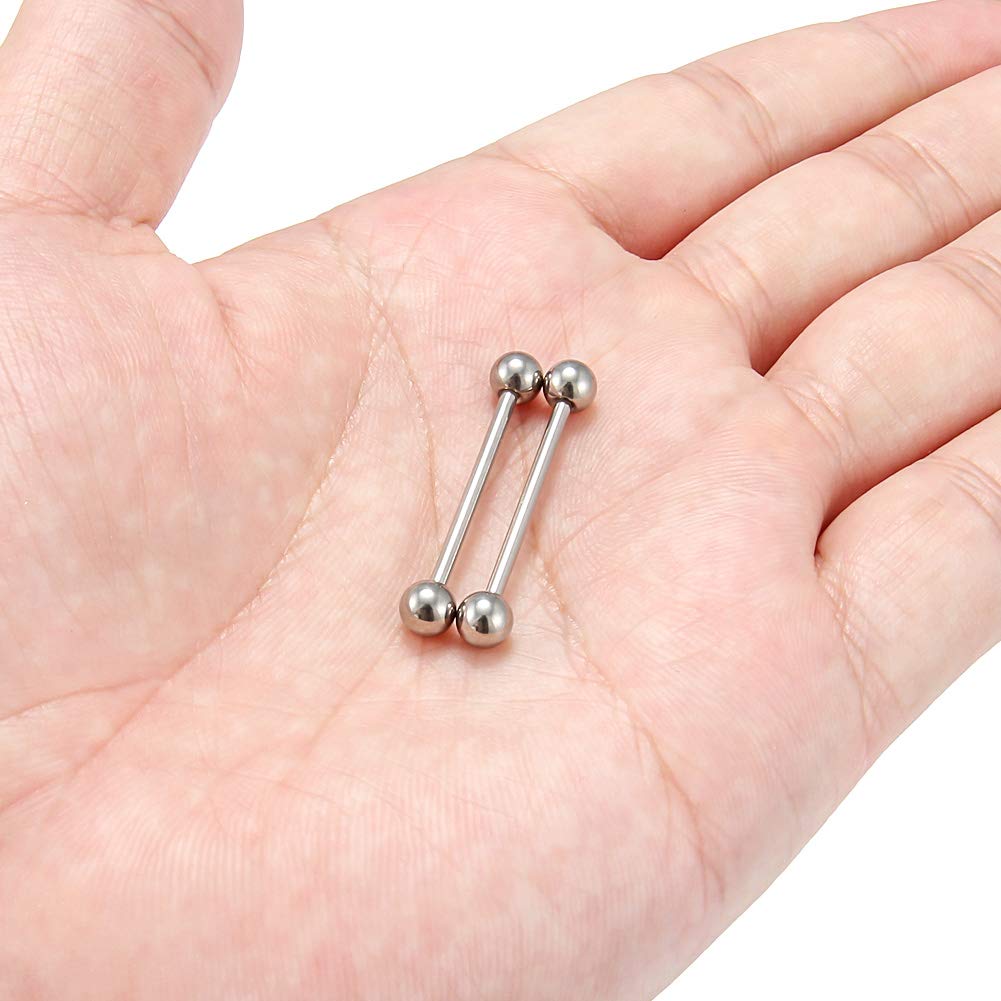 SCERRING Grade 23 Titanium Externally Threaded Nipple Bar Barbell Rings Piercing Retainer 16G 7/8Inch Sold as a Pair