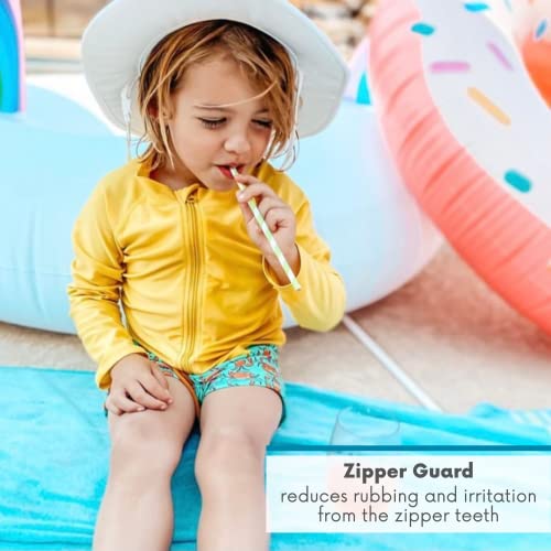 SwimZip UPF 50+ Long Sleeve Rash Guard for Boys and Girls - Baby, Toddler, Kids Yellow