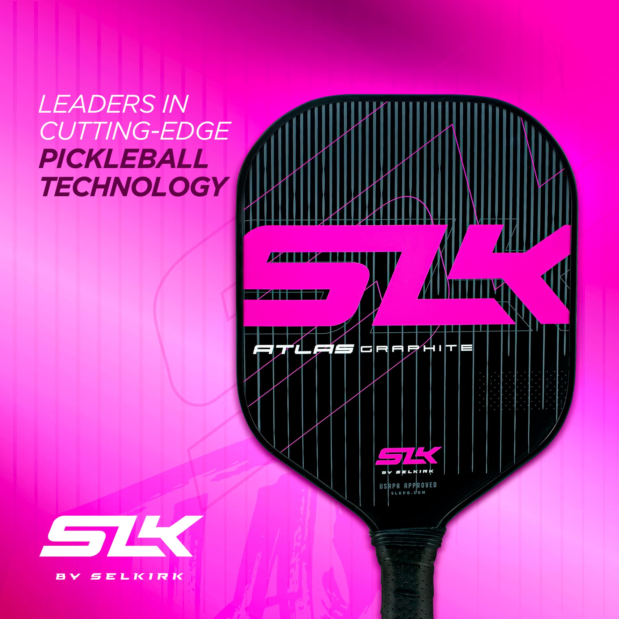 SLK Atlas Pickleball Paddle | Graphite Pickleball Paddle features G5 Control Graphite Face & Polymer Rev-Core+ | Designed in the USA | Perfect starter for any upcoming pickleball player (Atlas Purple)