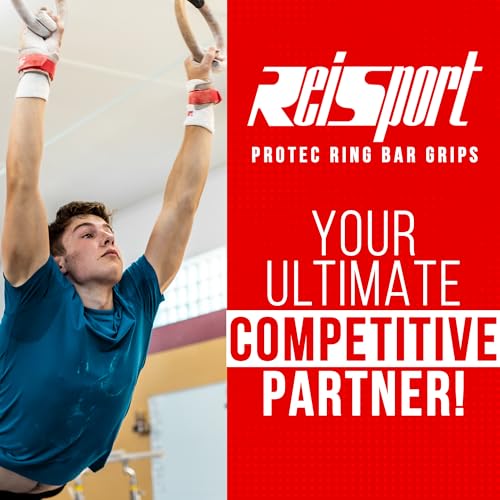 Reisport Men's Protec Elite Velcro Hook & Loop Ring Grips, Gymnastics, Medium (2)(B)
