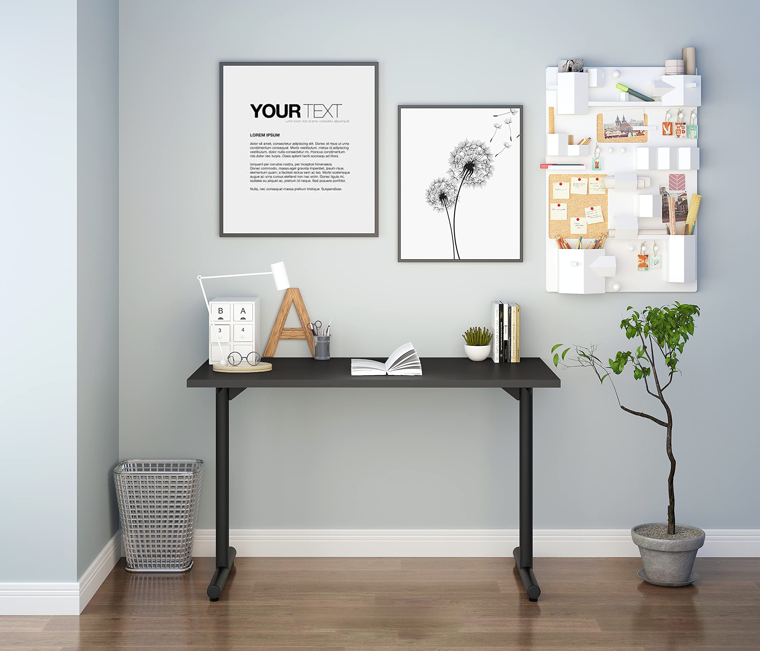 Sunon Gaming 48x24 inches Bedrooms, Computer Table Modern Writing Simple Desk 47 inch with Sturdy Desktop for Home Office, 1-Black