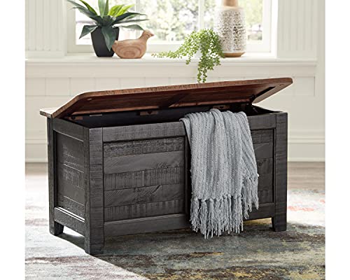 Signature Design by Ashley Dashbury Rustic Farmhouse Storage Trunk or Coffee Table, Antique Black & Brown