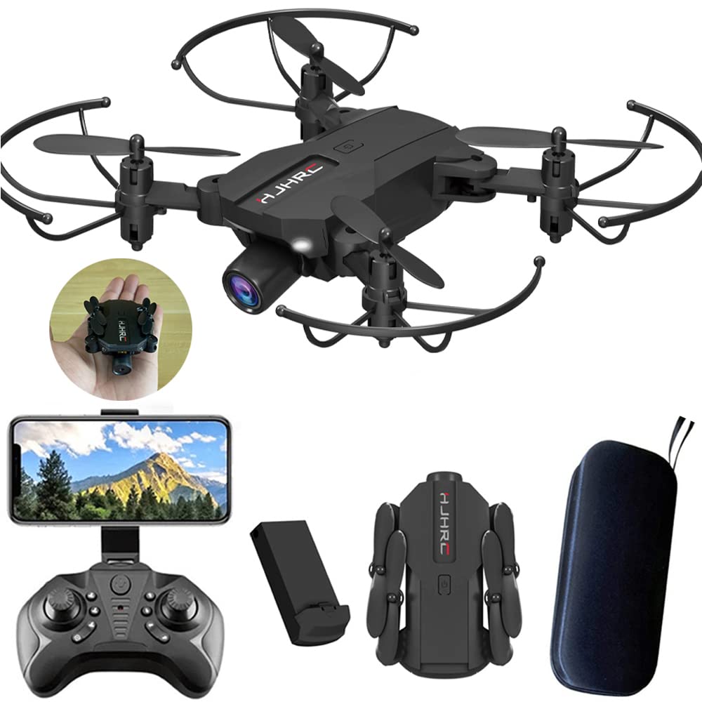 Super Small Mini Drones with Camera for Adults 4K Drones for Kids Beginners Toy Quadcopter with APP FPV Video, Altitude Hold, Headless Mode, Trajectory Flight (Black, 1 Battey&1080P WiFi Camera)