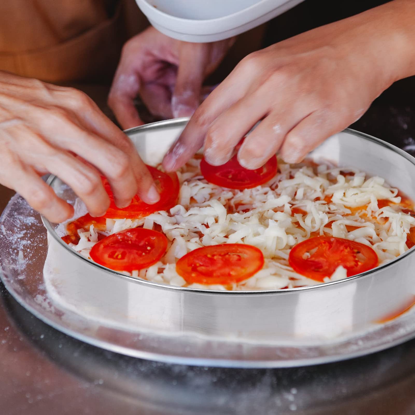 YARDWE Stainless Steel Pizza Rings, 10 inch Round Pastry Cake Rings Molds, Egg Pancake Rings for Cooking Baking Cooking Rings Pie Cutter Round Cookie Cutters