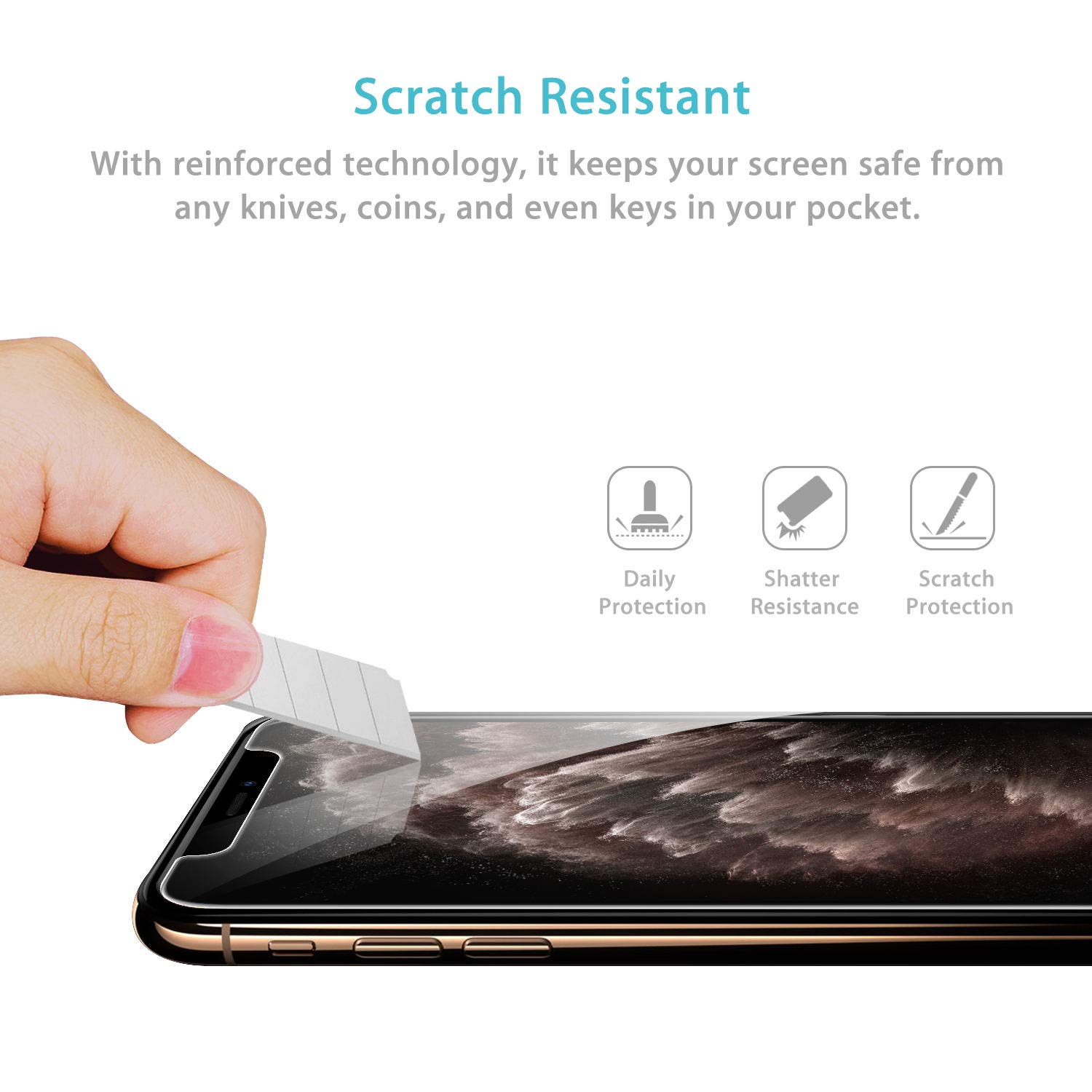 Syncwire iPhone 11 Pro Max/iPhone Xs Max Screen Protector (3-Pack), Anti-Fingerprint Tempered Glass (9H Hardness, 6X Stronger, Installation Frame, Bubble Free) [Not Edge to Edge]